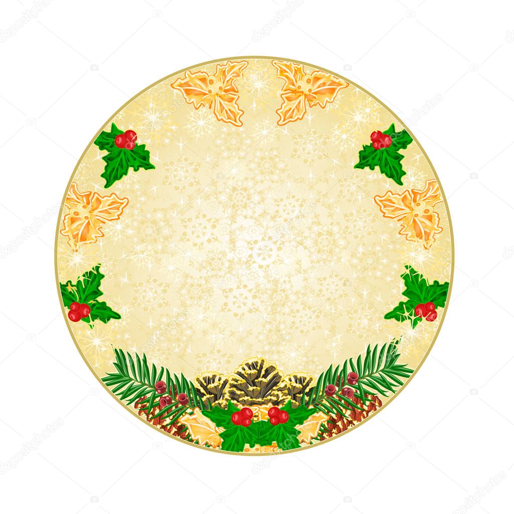 Botón círculo Navidad decoración copos de nieve con piñas acebo y tejo ...