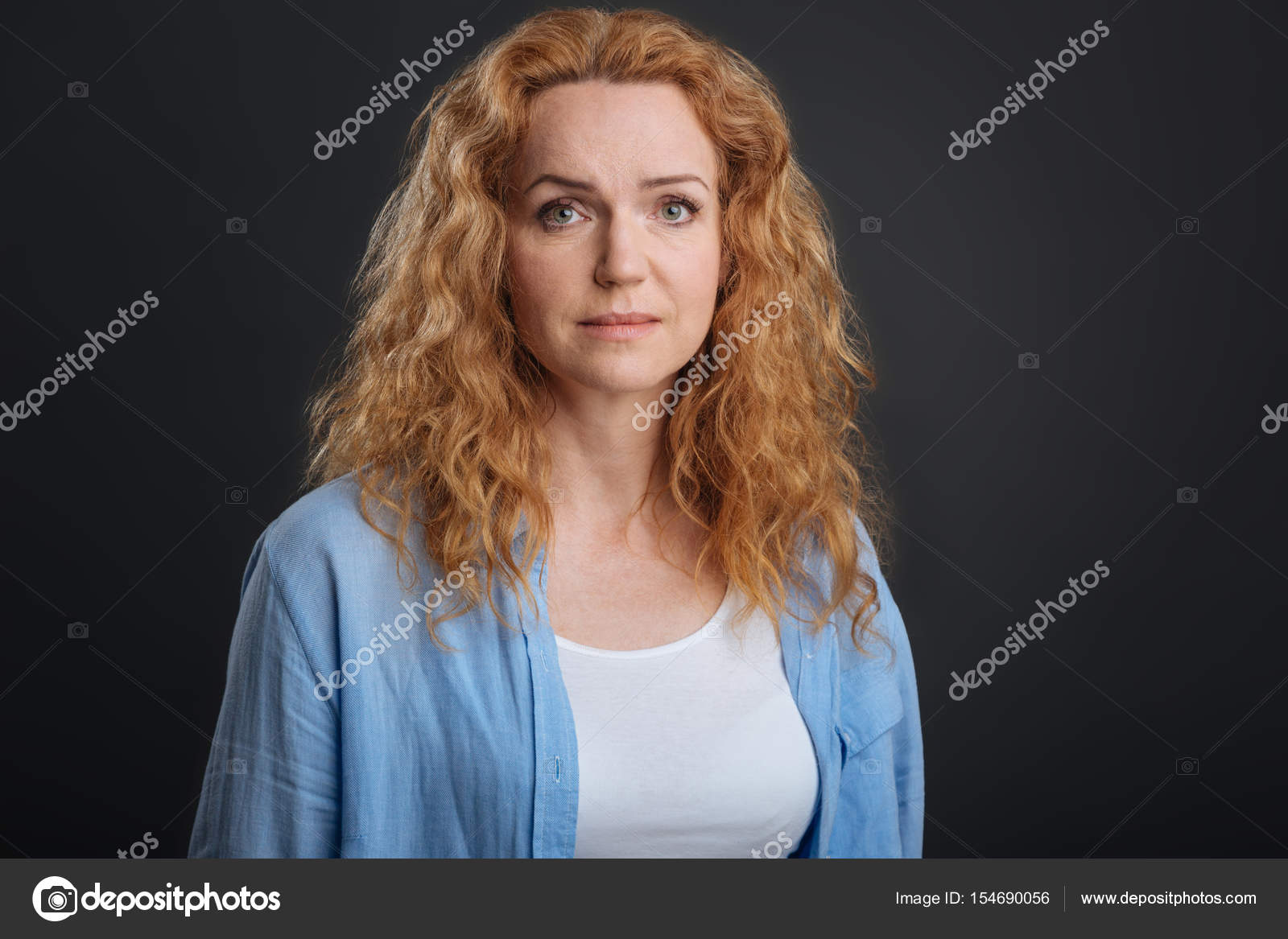 Sad middle aged ginger woman — Stock Photo © Dmyrto_Z #154690056