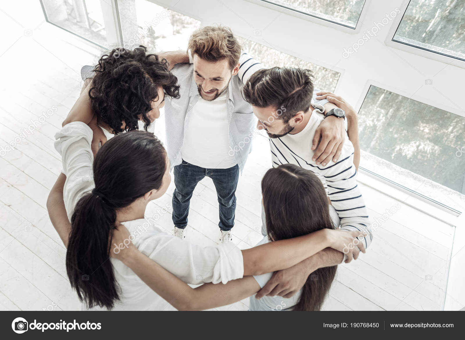 Nice friendly people standing in the circle — Stock Photo © Dmyrto_Z ...