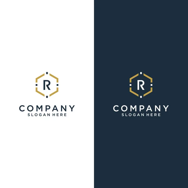 Initial Letter Hexagonal Border Logo Design Template — Stock Vector ...