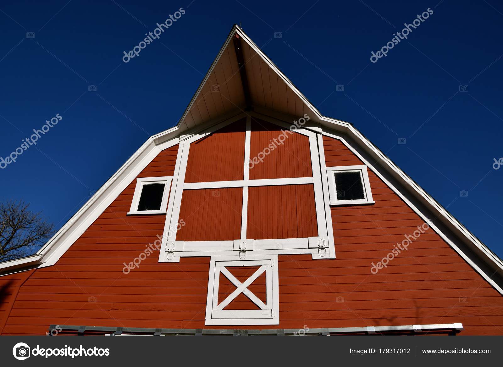 Old Red Restored Barn Hay Loft Doors Extended Peak — Stock Photo ...