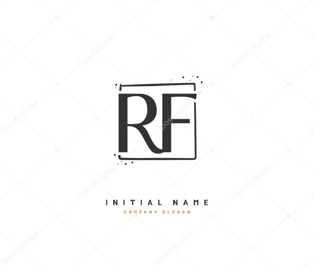 R F RF Belleza vector logotipo inicial, logotipo de la escritura a mano ...