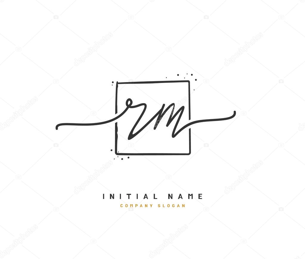 R M RM Beauty vector logotipo inicial, logotipo de la escritura a mano de la firma inicial, boda ...