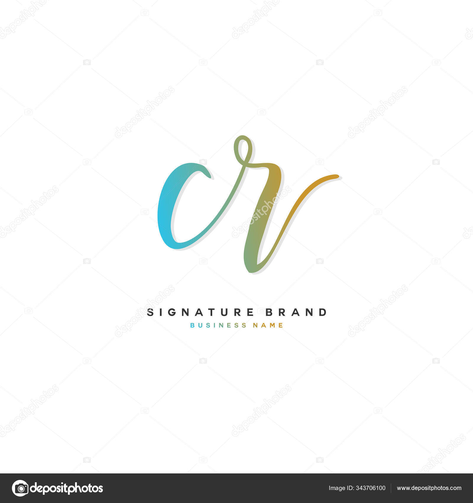 C R CR Écriture manuscrite initiale de la lettre et conception du logo ...