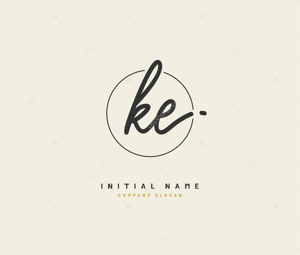 Logotipo inicial del vector de belleza KE, logotipo de la escritura a ...