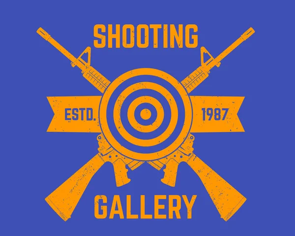 Shooting Gallery Grunge emblem, sign with rifle, isolated over white ...