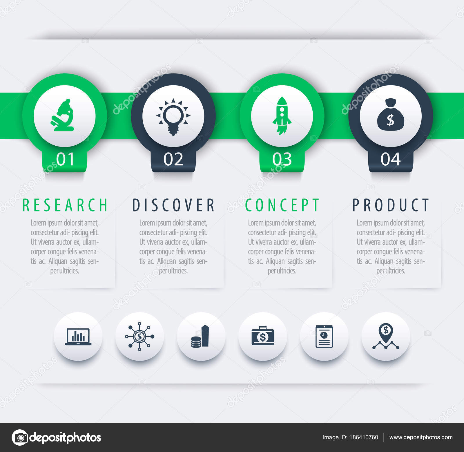 Product Development Infographic Elements Steps Timeline Report Green ...