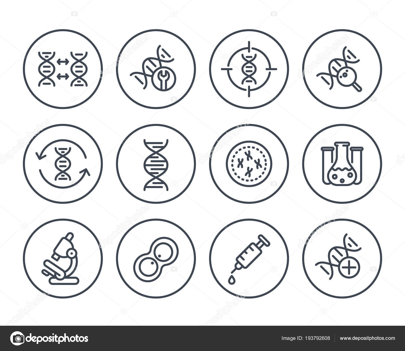 Genetics icons, dna chain, genetic research Stock Vector Image by ...