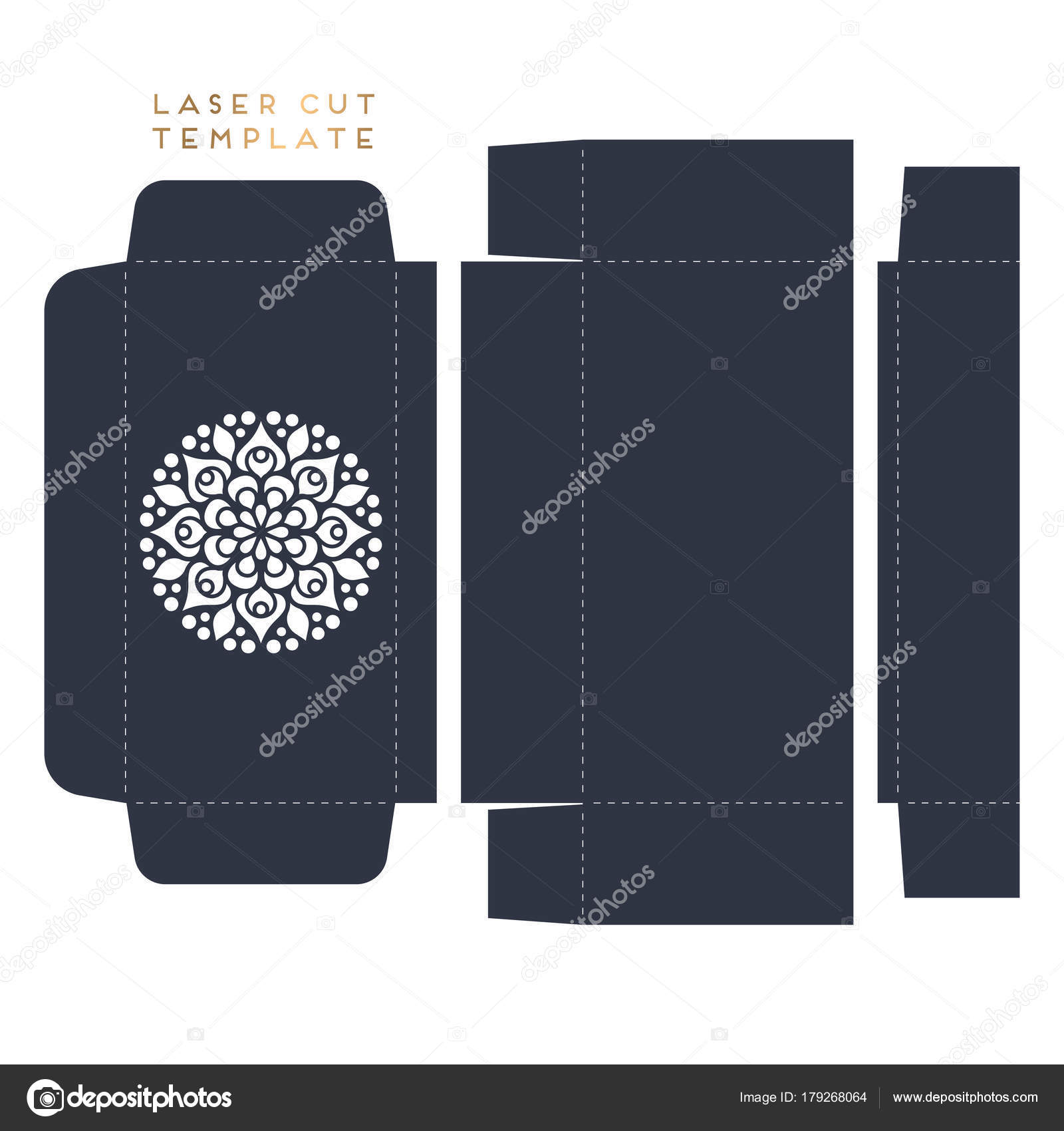 Vector wedding card laser cut template box. Vintage decorative elements ...