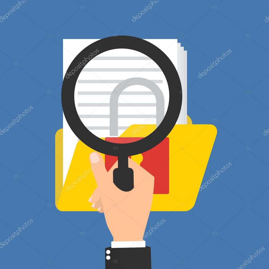 Lupa para ver documentos | Análisis de protección de datos de negocio ...