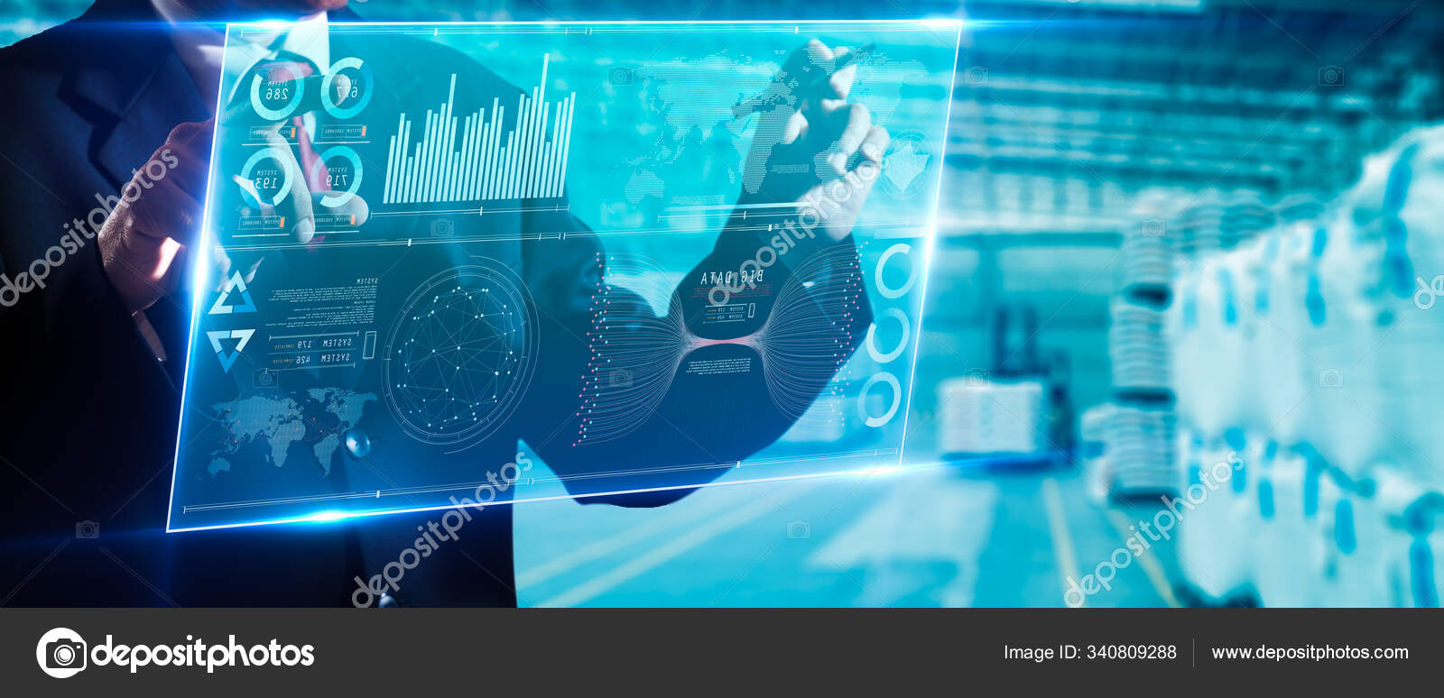 Businessman Analysis Digital Screen Technological Digital Futuristic ...