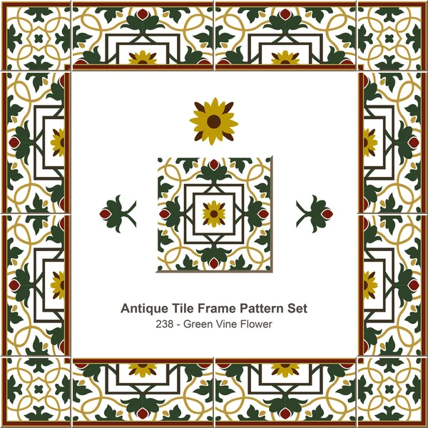 Antique tile frame pattern set_261 Blue Spiral Leaf Cross Flower Stock ...