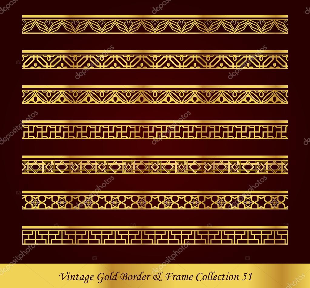 Vintage Gold Border Frame Vector Collection 51 Stock Vector Image by ...