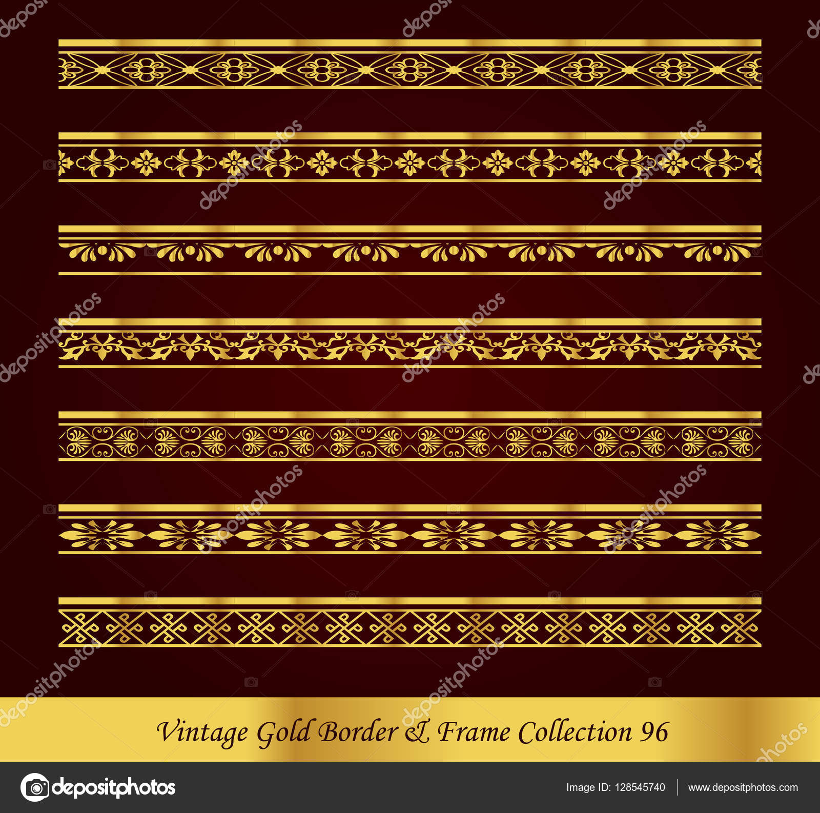 Vintage Gold Border Frame Vector Collection 96 Stock Vector Image by ...