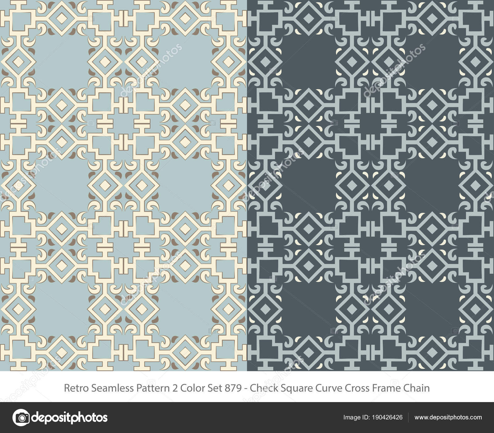 Retro Seamless Background 2 Color Set Check Square Curve Cross F Stock Vector by ©kusabi 190426426
