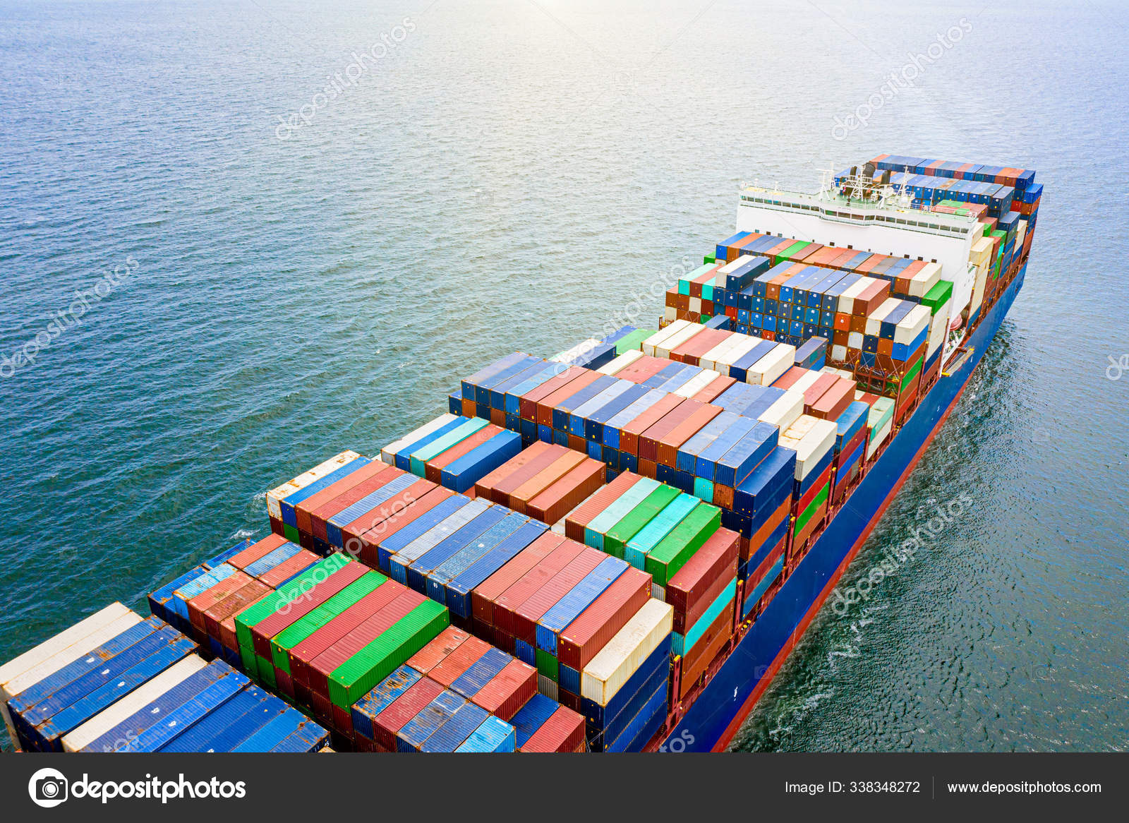 Large Teu Container Ship Sailing Sea Carriage Shipment Cargo Loading ...