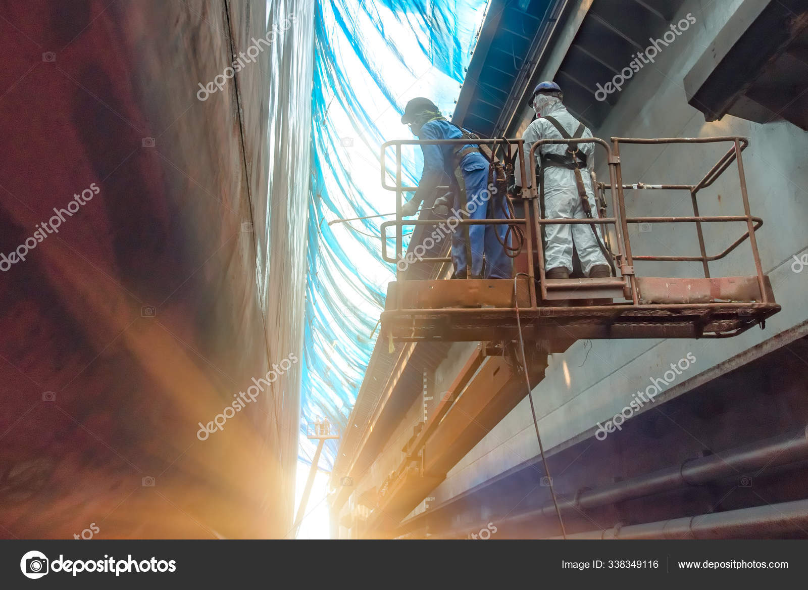 Steel Basket Carry Cherry Picker Crane Gang Worker Power Man – Stock ...