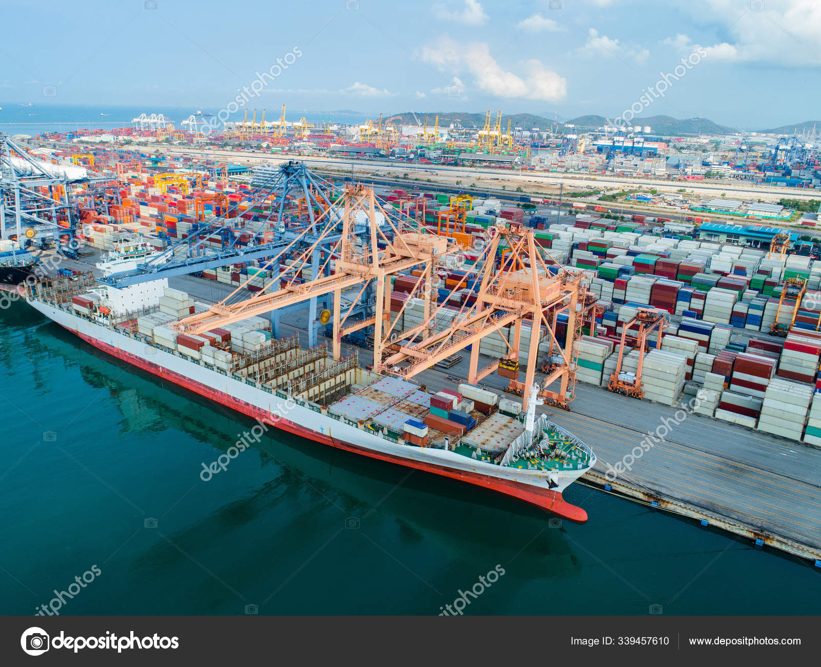 Containers Ship Vessel Loading Discharging Port Terminal Logistics ...
