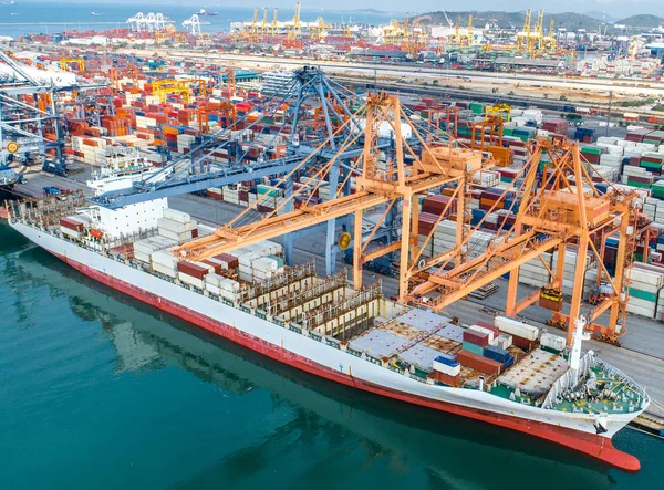 commercial ship vessel operation in port for transhipment the ...