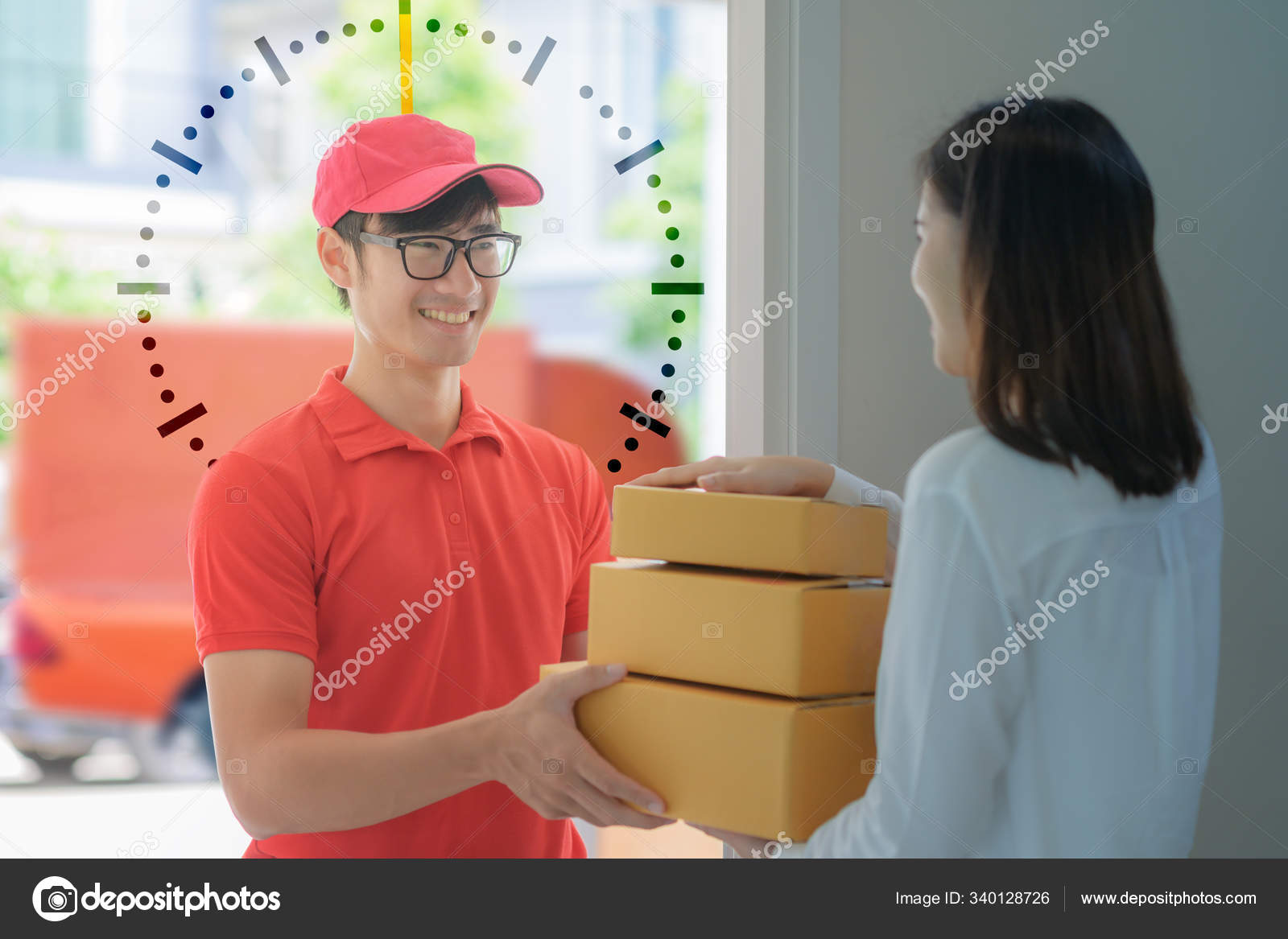 Deliveryman Charge Sending Parcel Packages Reaching Customer Time Swift ...