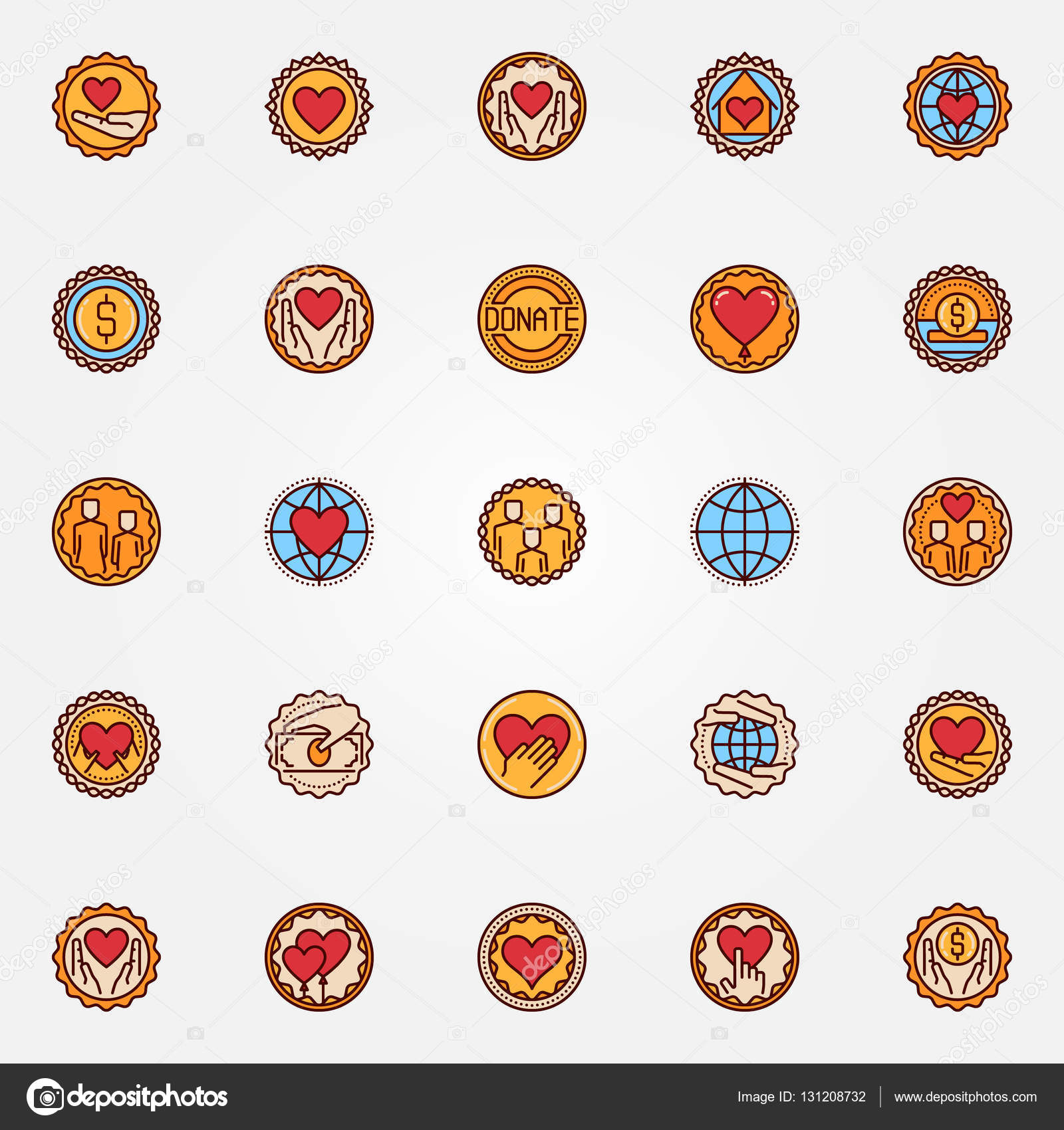Charity and donation colorful badges Stock Vector Image by ©sn3g #131208732