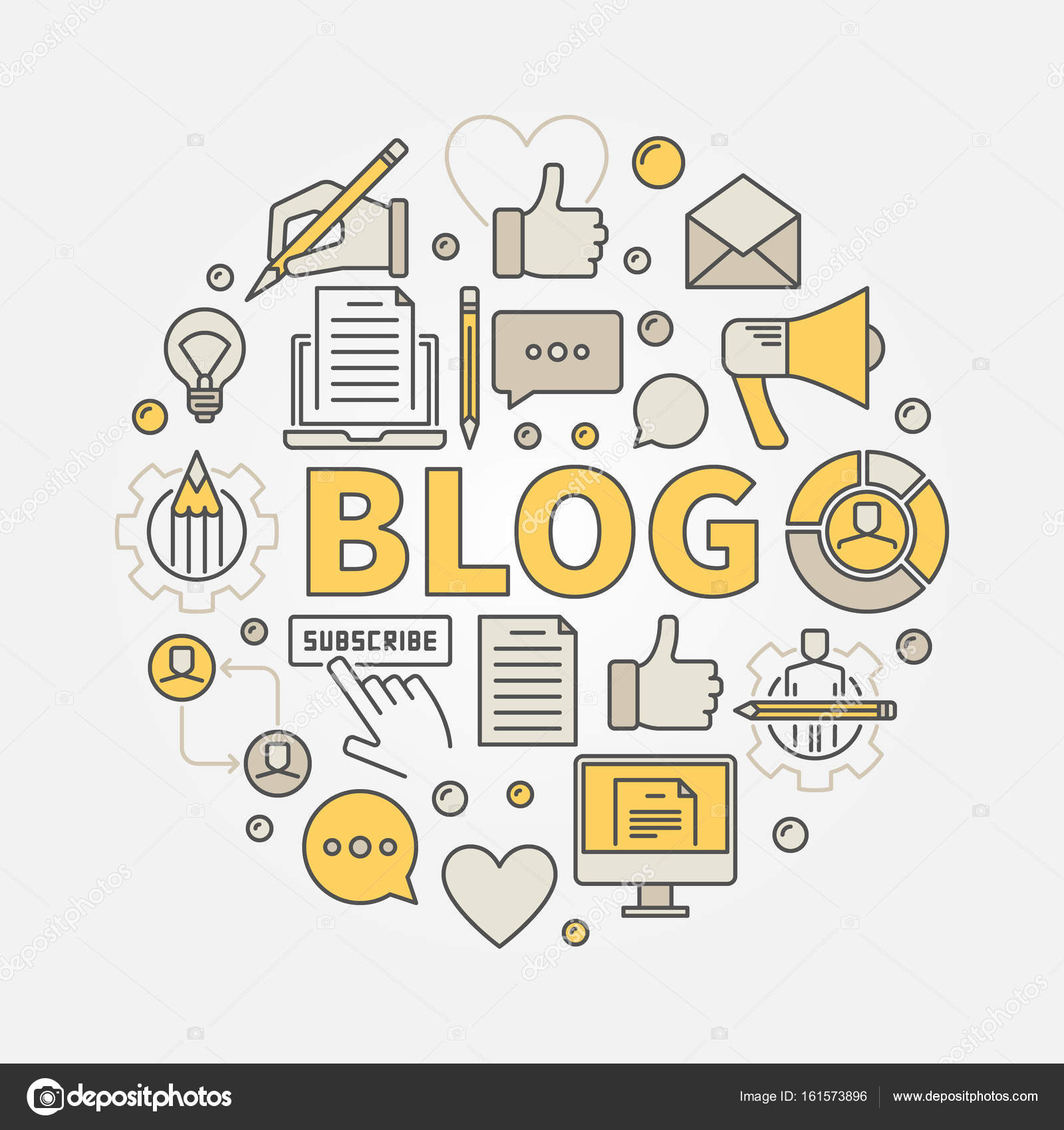 Blogging redonda ilustración colorida Vector de stock por ©sn3g 161573896