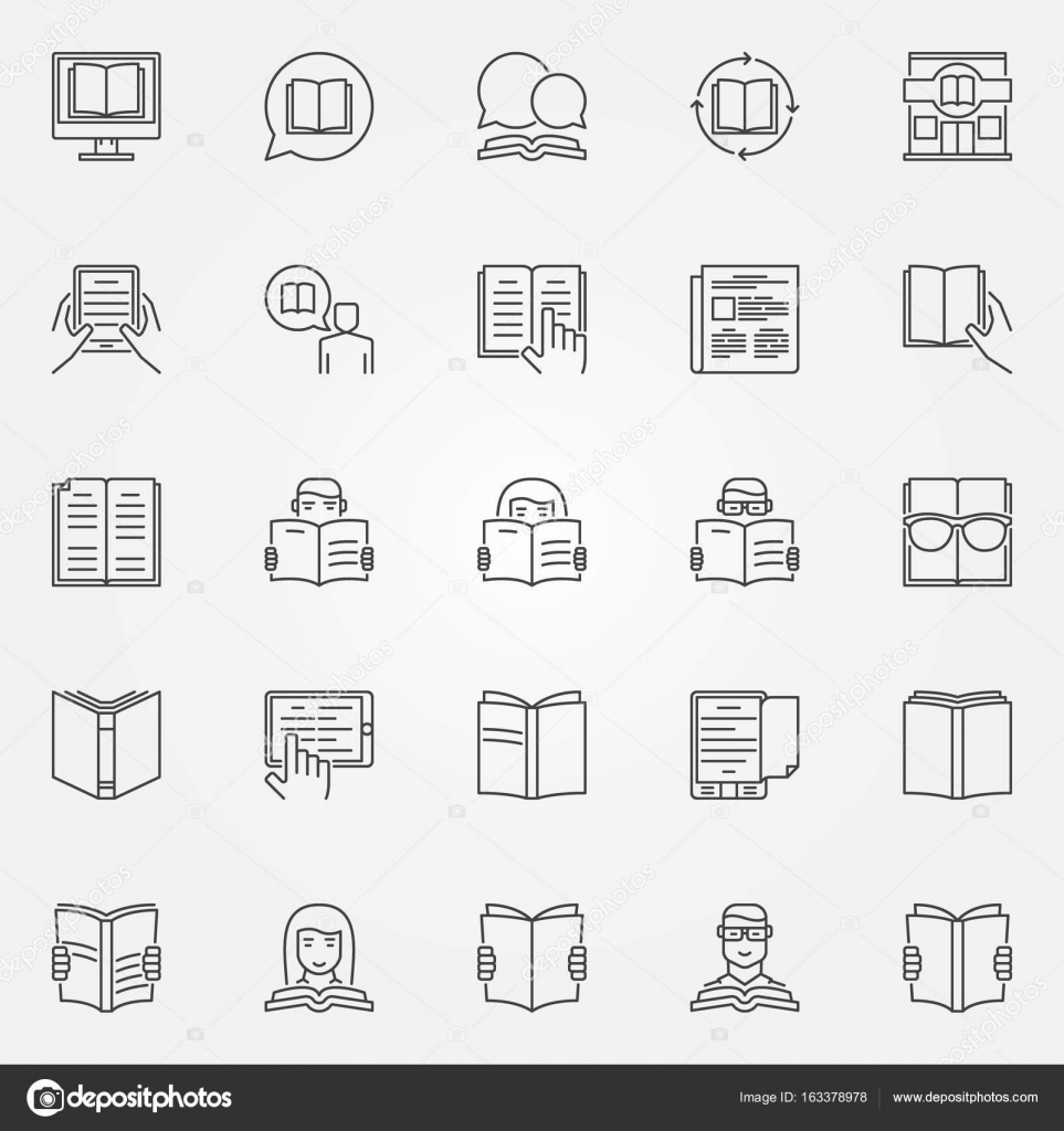 Reading icons vector set Stock Vector by ©sn3g 163378978