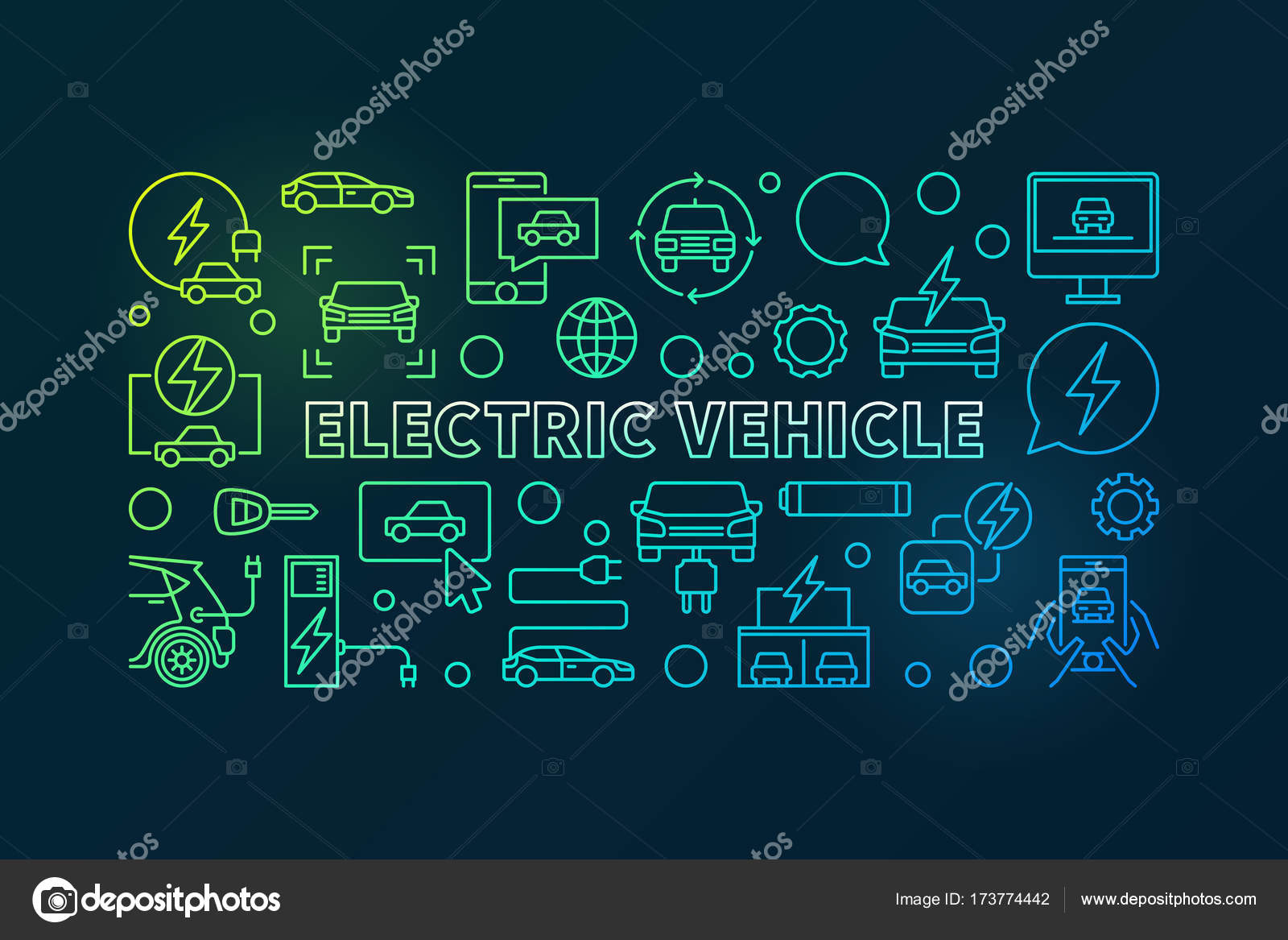 Electric vehicle colorful vector illustration Stock Vector Image by ...
