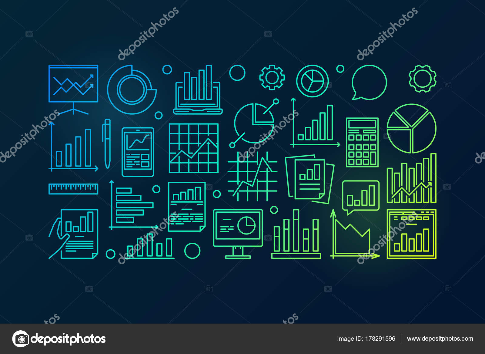 Ilustração vetorial colorida da análise dos dados imagem vetorial de ...