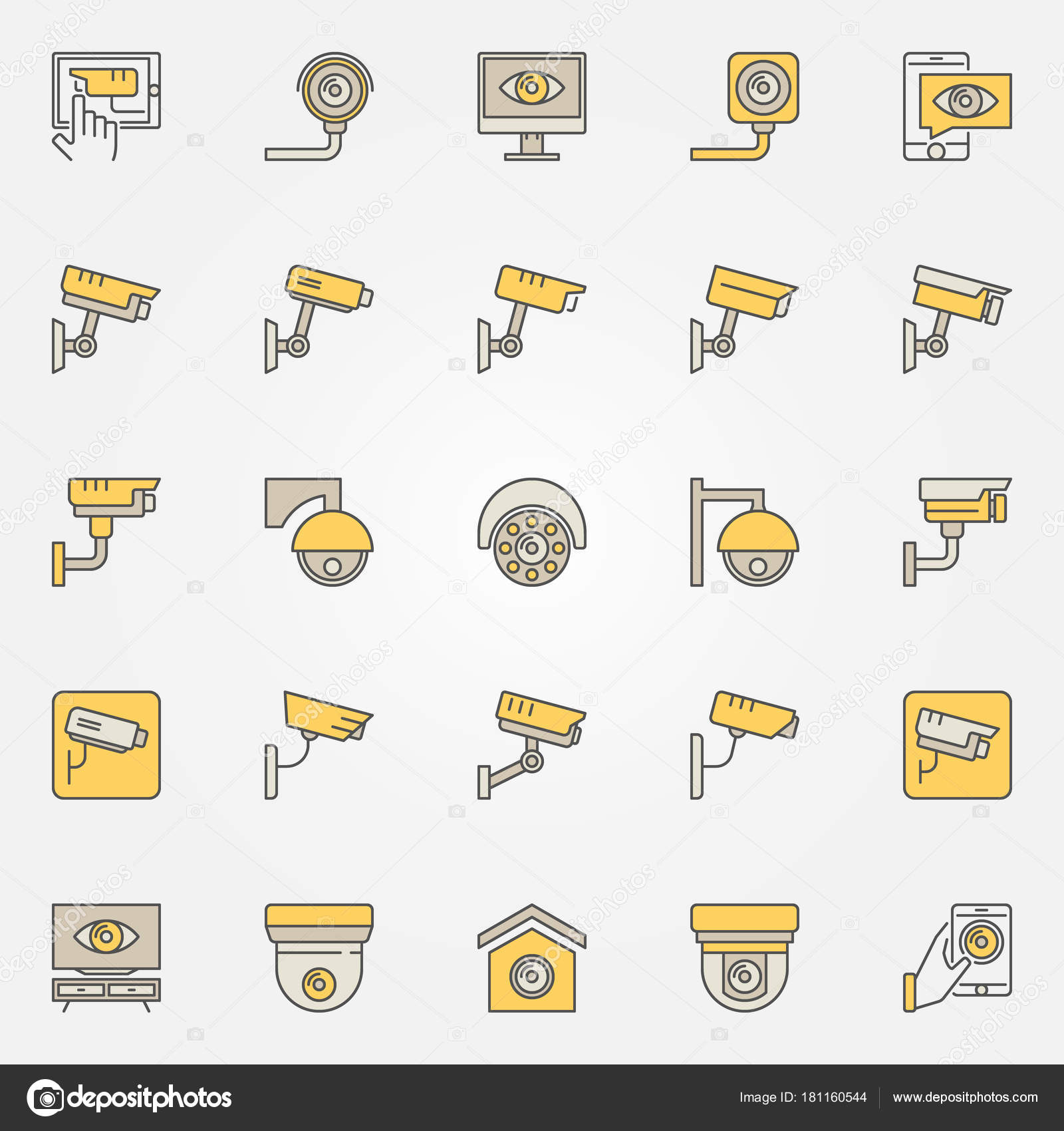 CCTV colored icons set. Vector camera creative signs Stock Vector by ...