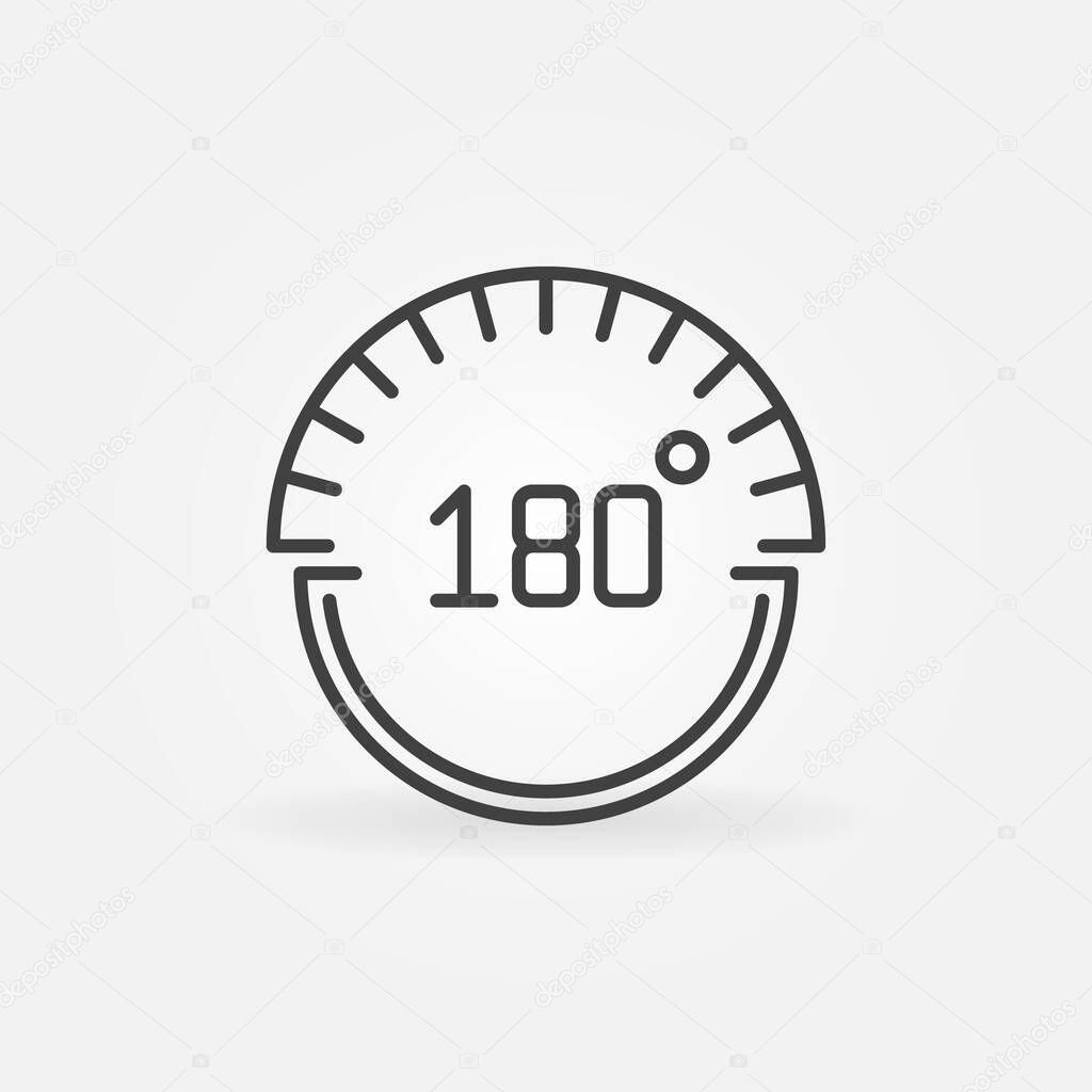 Icono de concepto de vector de 180 grados en estilo lineal 2024