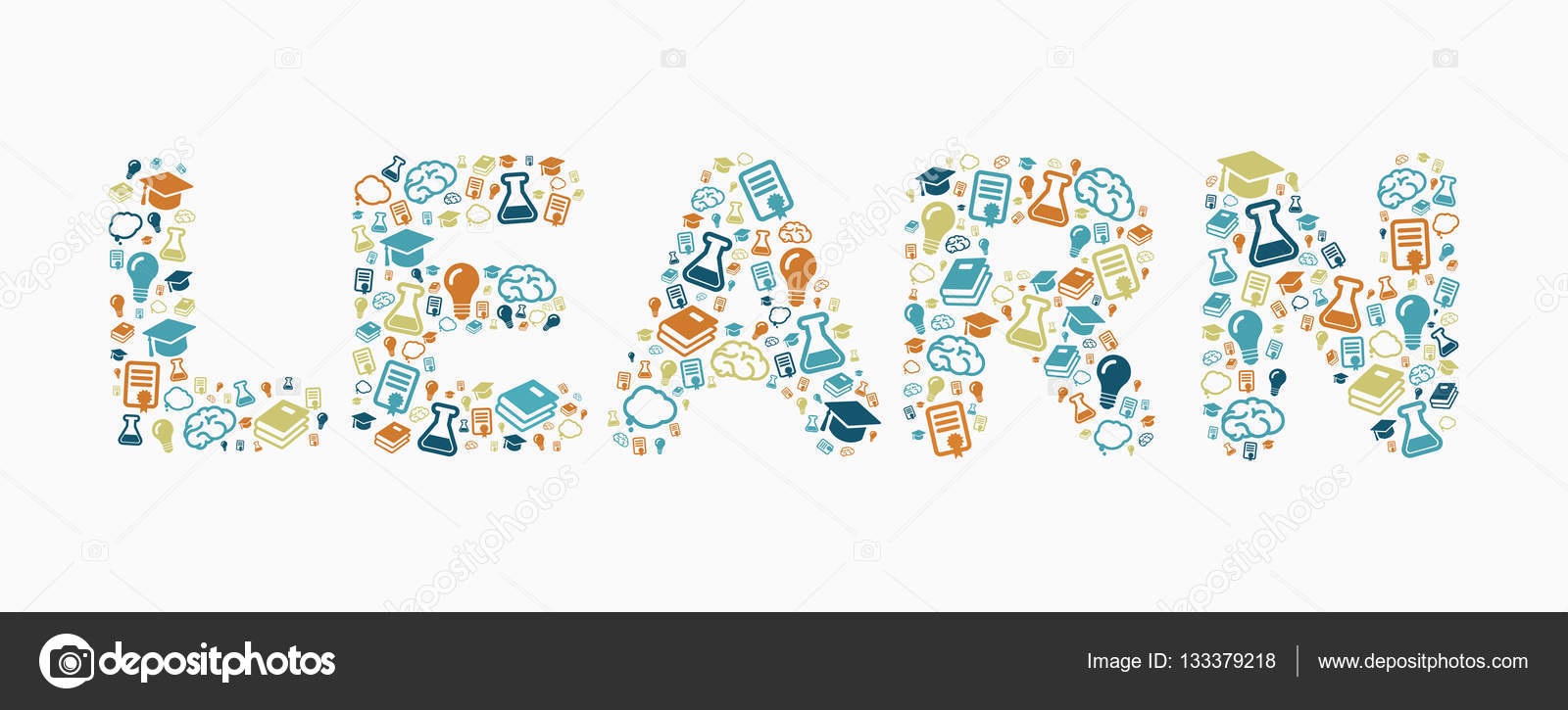 Colorful Educational Icons making up the word: learn Stock Vector Image ...
