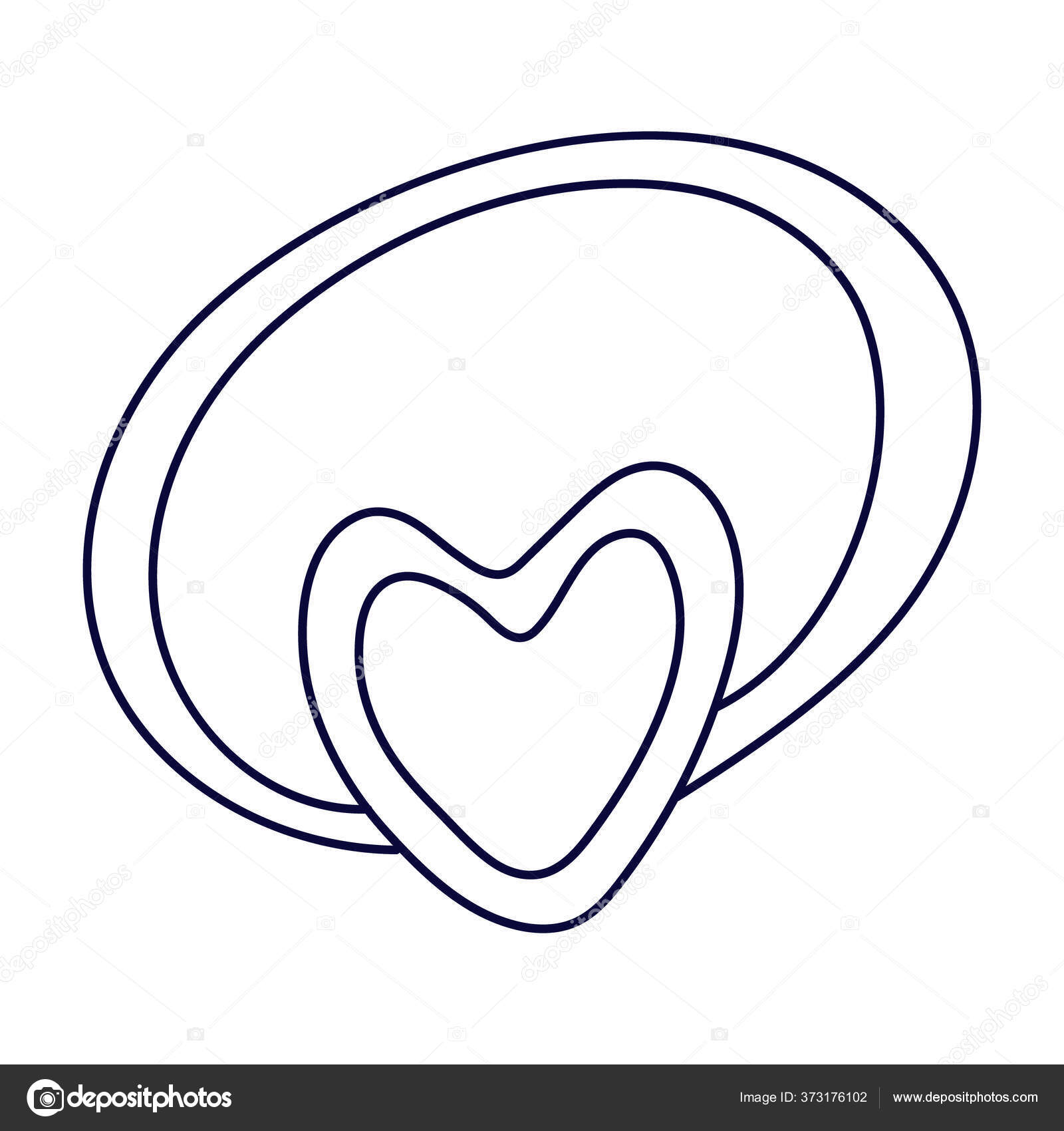 Nice Ring Heart Shaped Stone Doodle Style Hand Drawn Vector — Stock ...