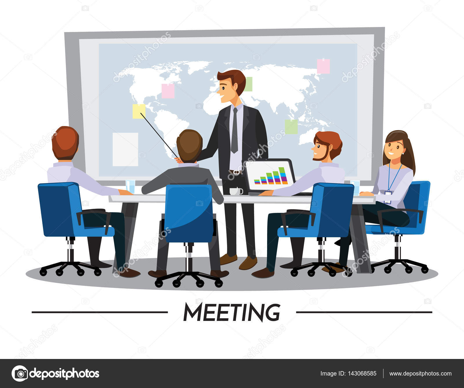 Gente de negocios teniendo junta directiva, ilustración vectorial ...