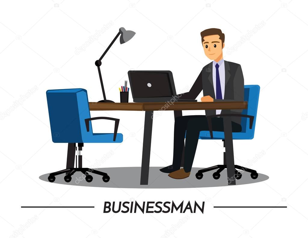 Escritorio de gente de negocios, ilustración vectorial personaje de ...