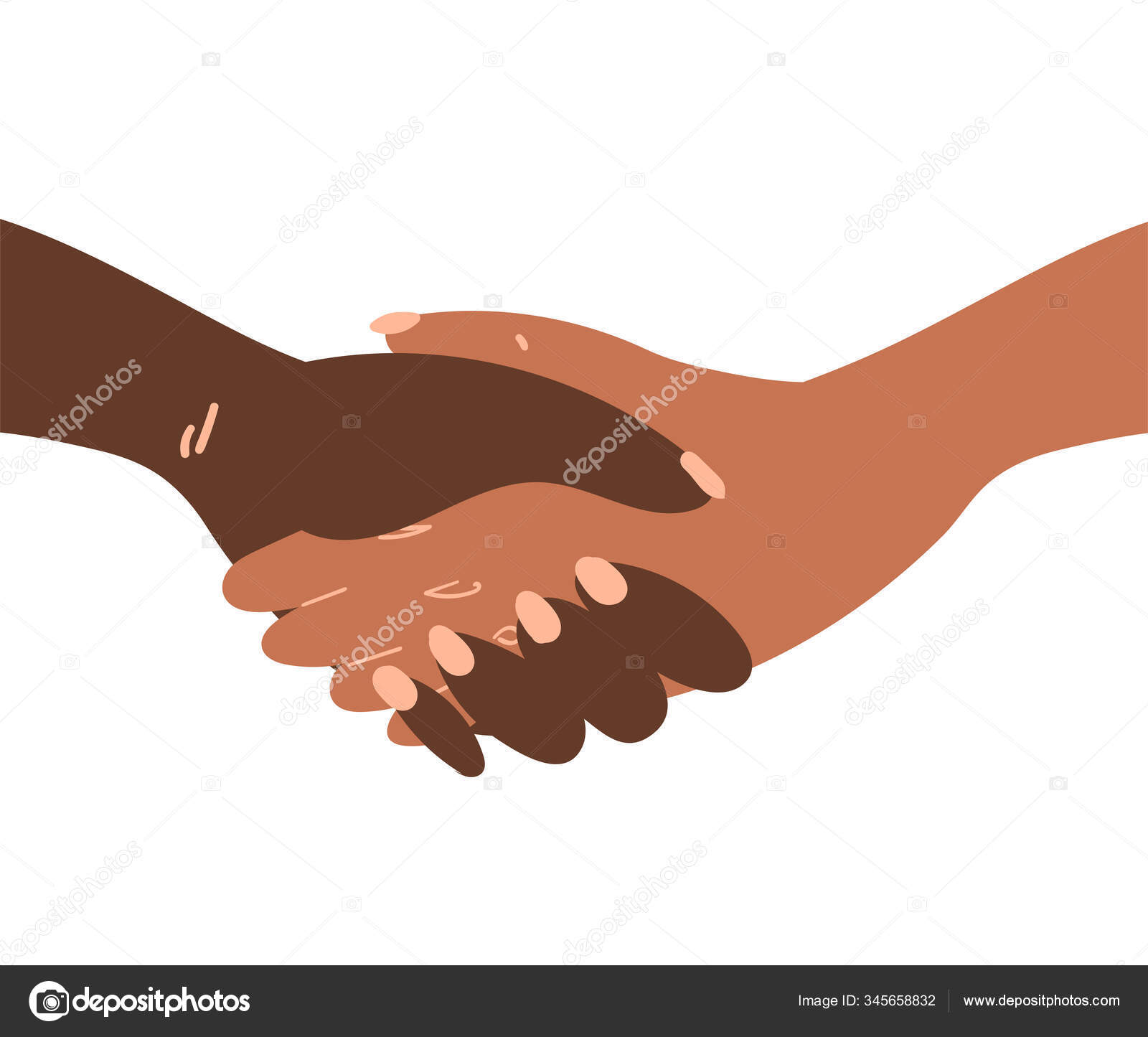 Llustration of a people hands with different skin color in handshake ...