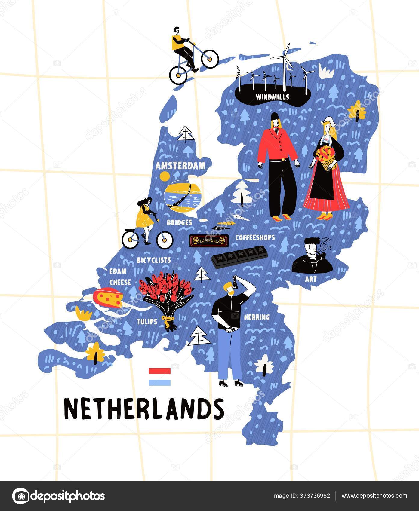 Netherlands map hand drawn vector illustration Stock Vector Image by ...