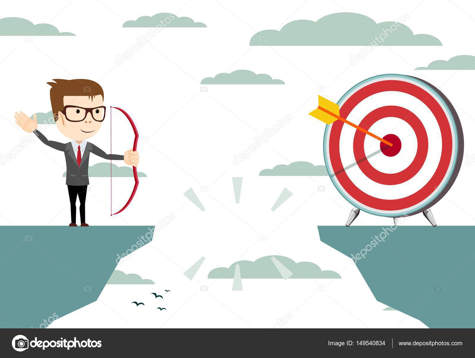 Businessman Aiming Target With Bow And Arrow Stock Illustration By