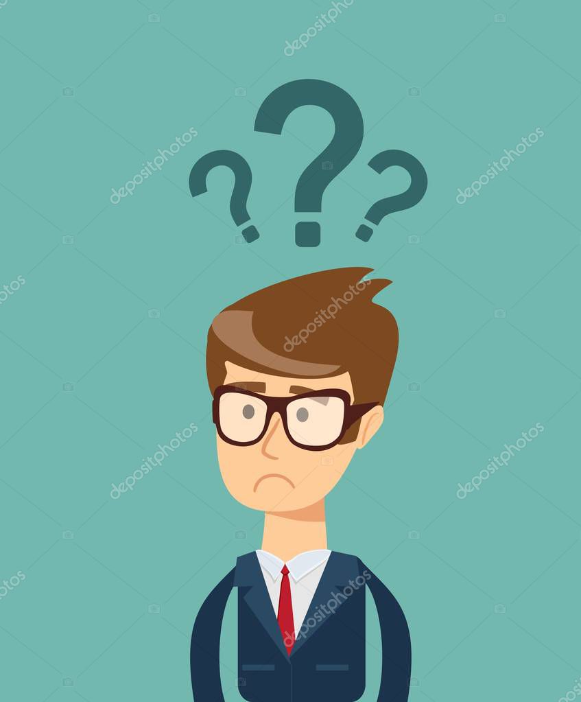 Empresario con signo de interrogaci n sobre su cabeza, 2024