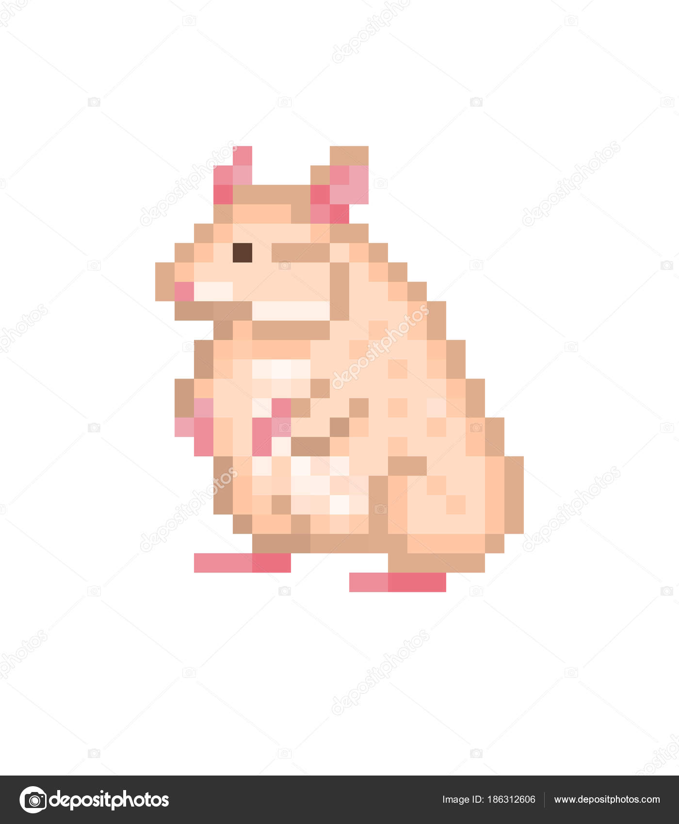 Cute sitting golden hamster, pixel art character isolated on whi Stock ...