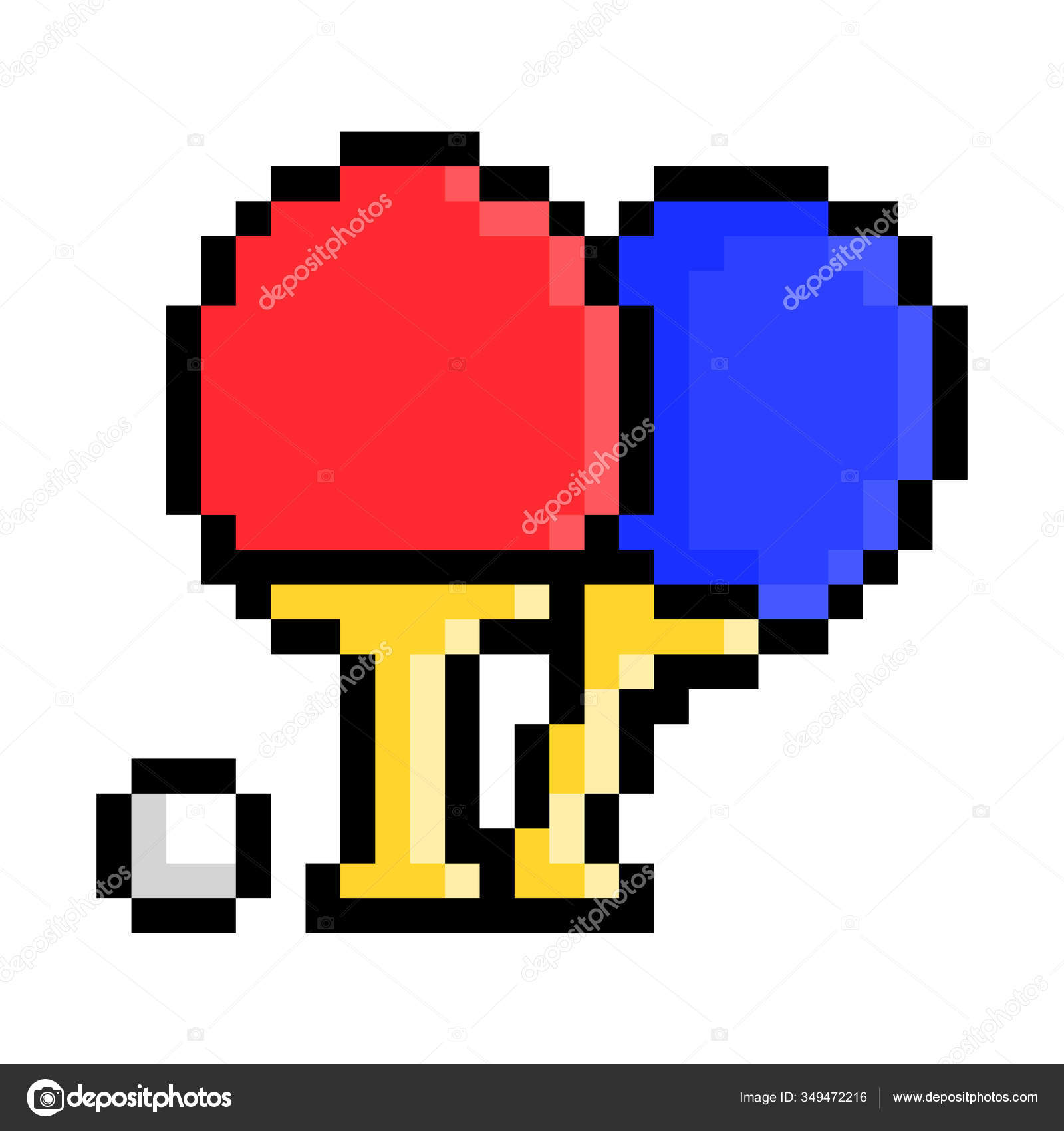 Red Blue Rackets Ball Pixel Art Table Tennis Icon Isolated Stock Vector ...