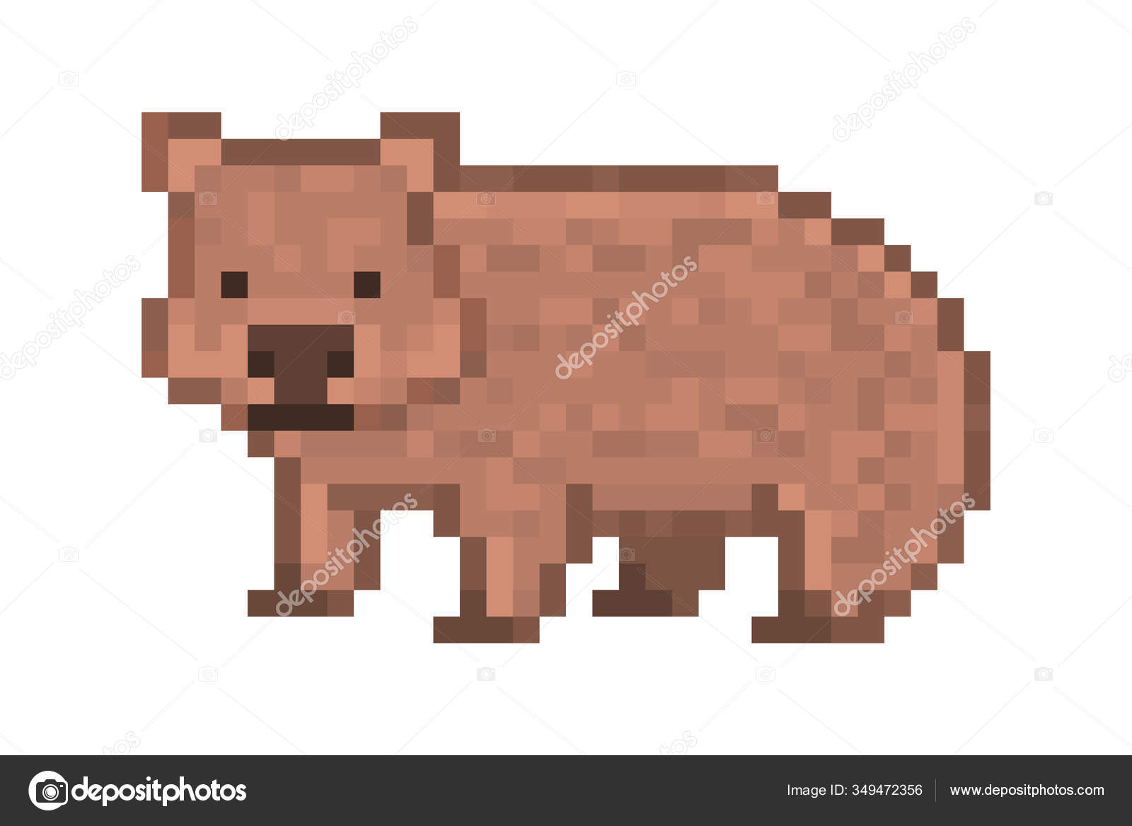 Lindo Personaje Wombat Pixel Art Icono Aislado Sobre Fondo Blanco Stock ...