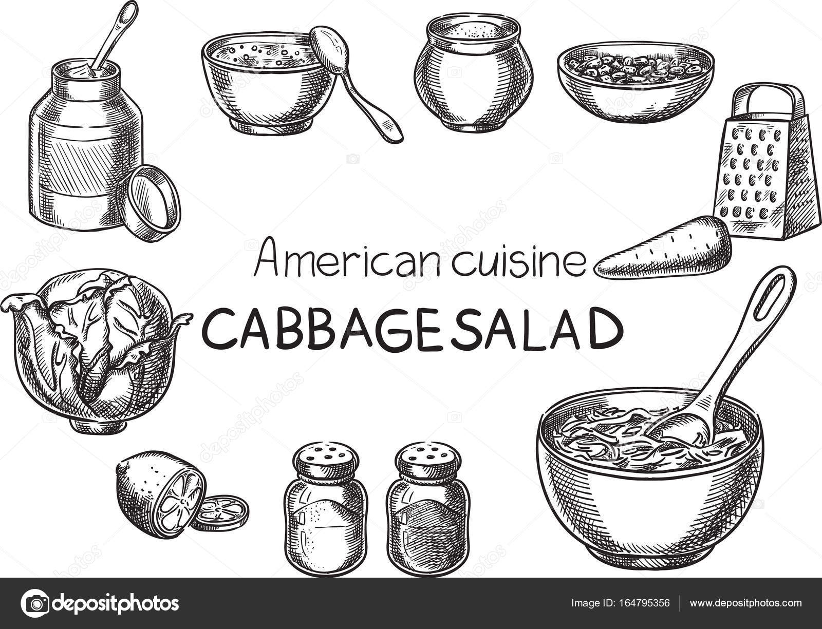 American cusine. Creative conceptual vector. Sketch hand drawn american ...