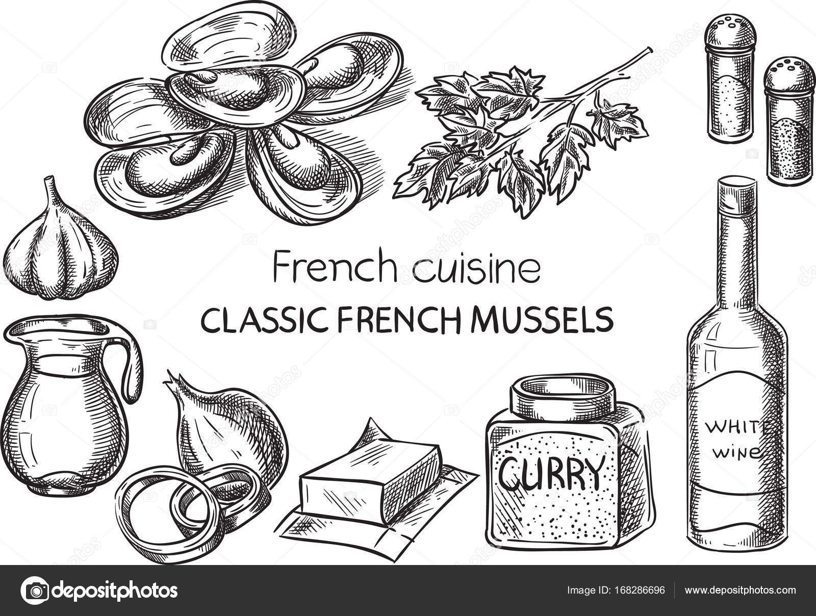 French cuisine.Creative conceptual vector. Sketch hand drawn french ...