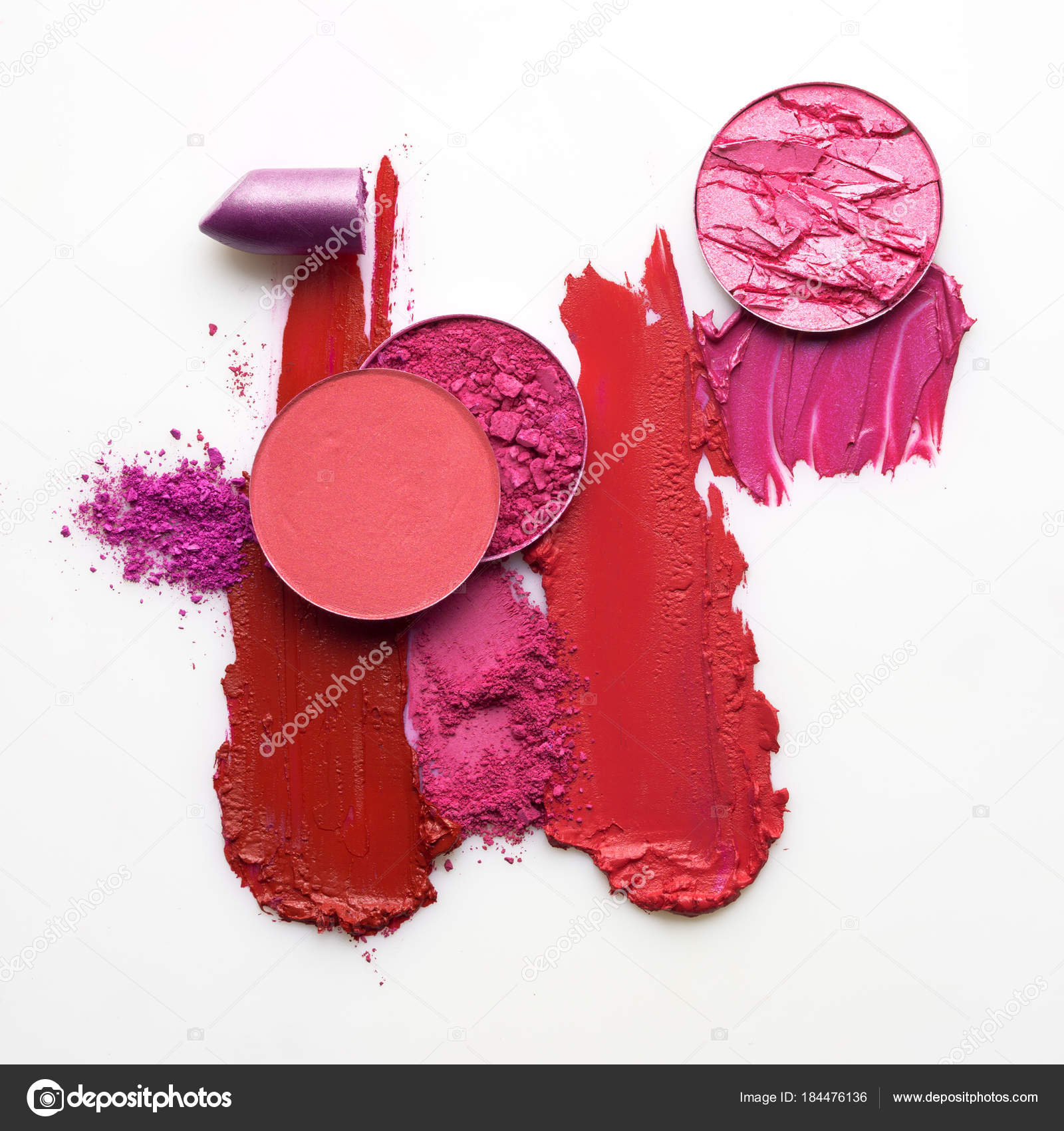 Cosmetic swatch. Creative concept photo of cosmetics swatches on white ...