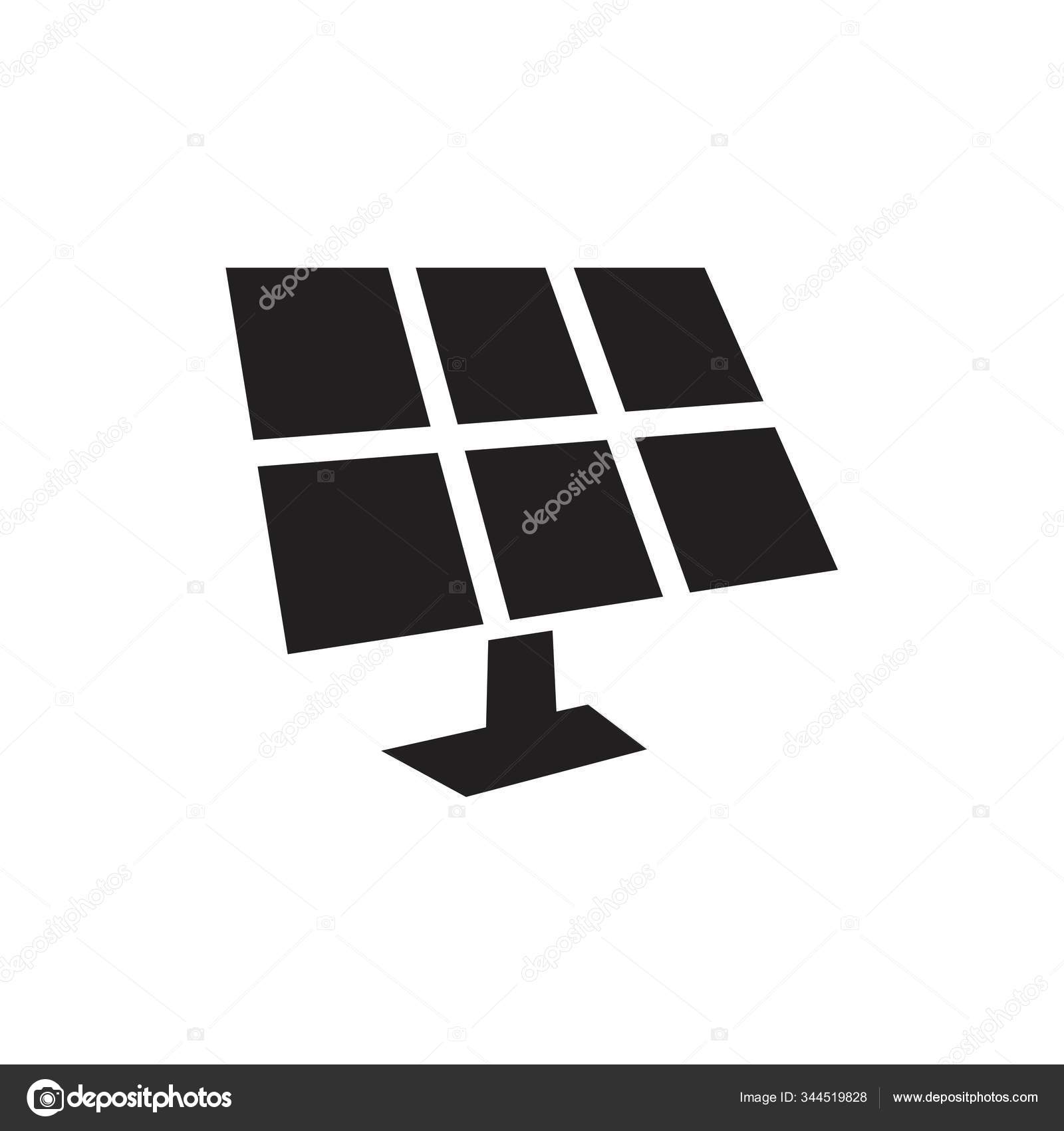 Solar panels technology, black and white icon template black color ...