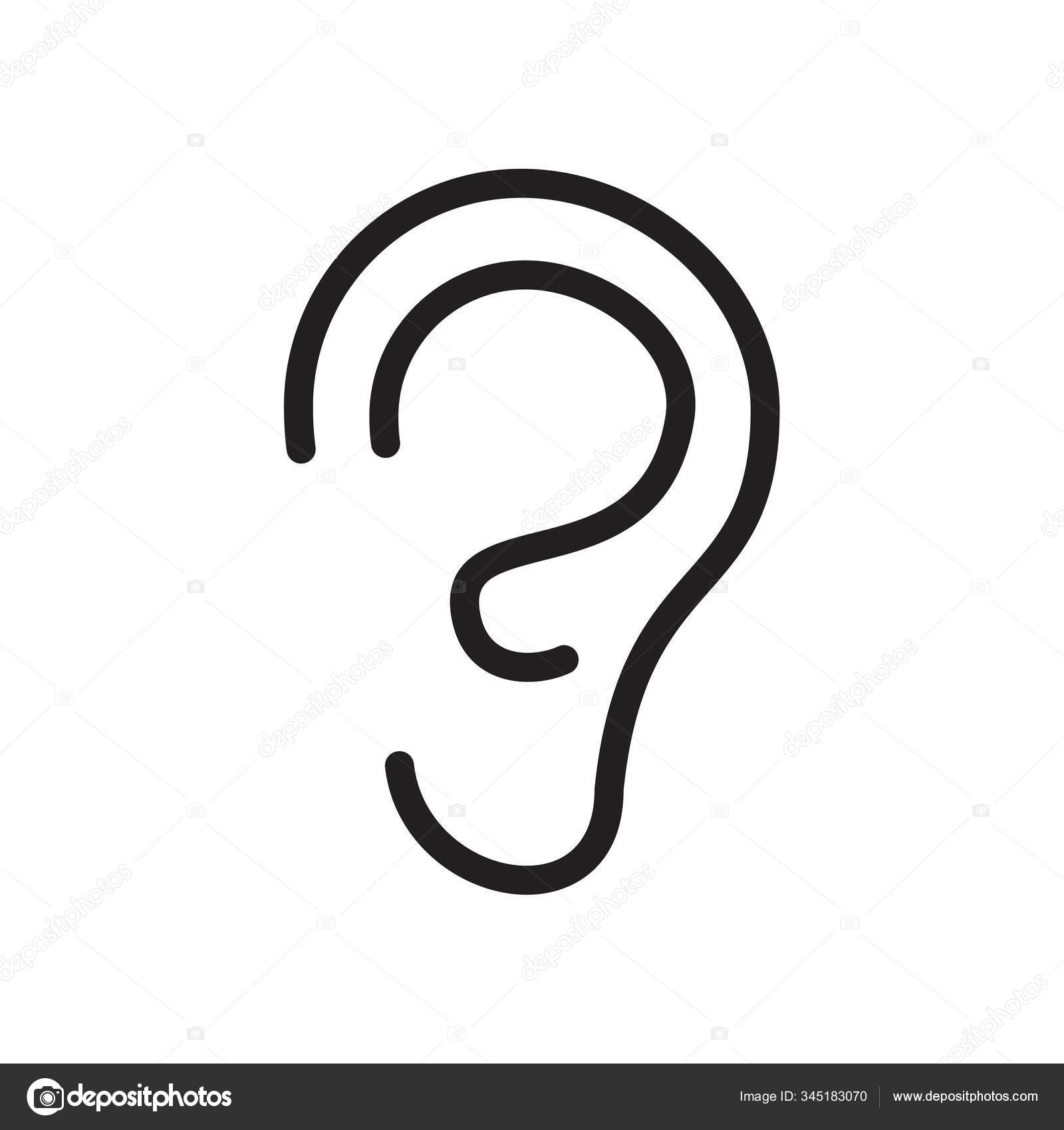 Ear icon template black color editable. ear icon symbol Flat vector ...