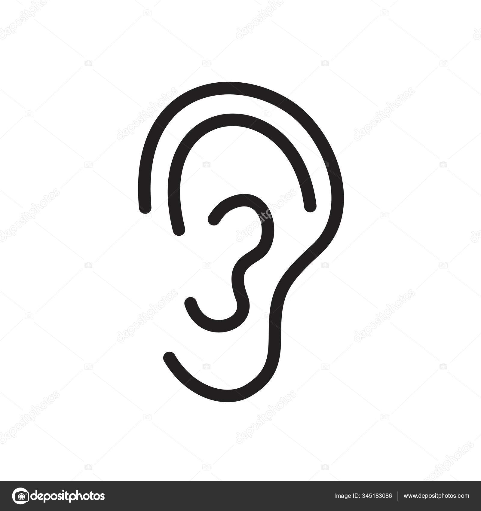 Ear icon template black color editable. ear icon symbol Flat vector ...