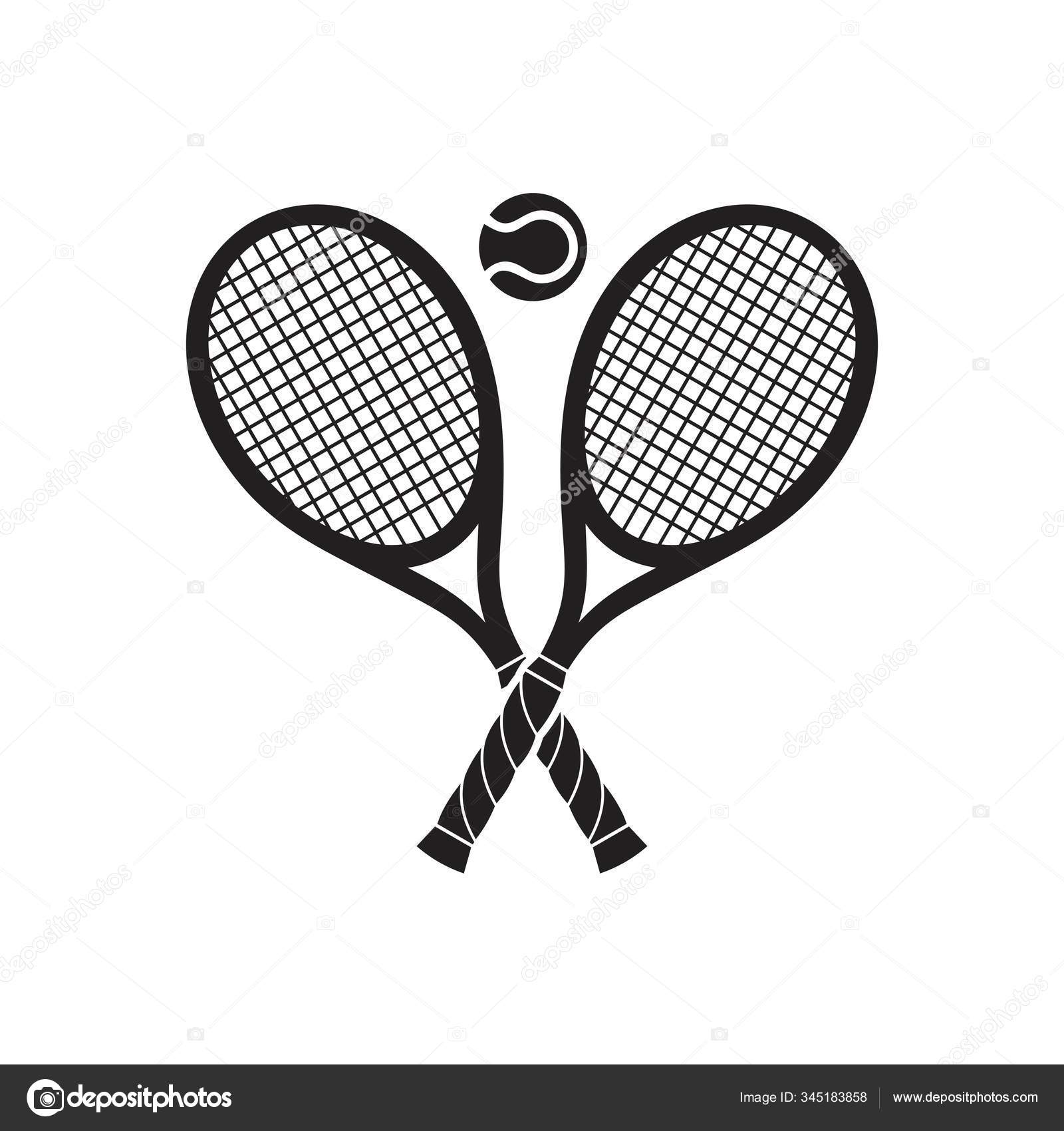 Tennis Racket And Ball Black And White