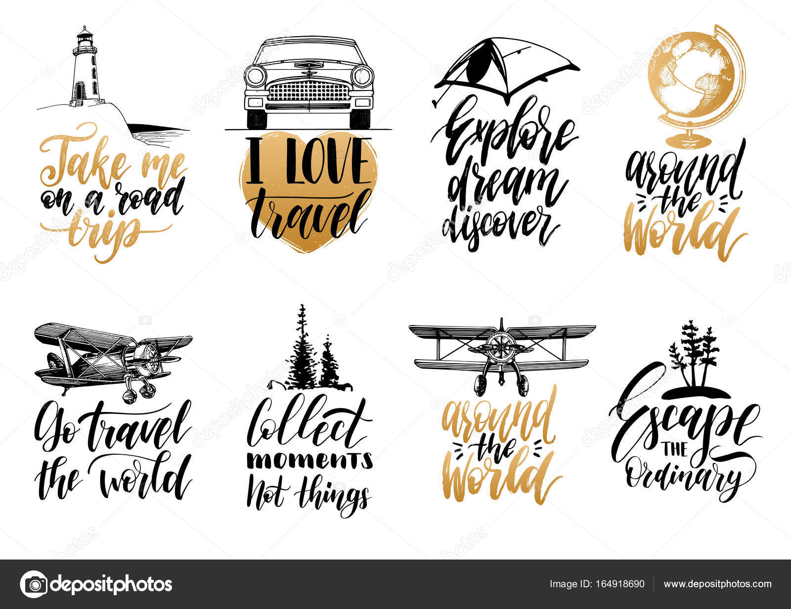 Letterings with phrases about traveling Stock Vector Image by ...